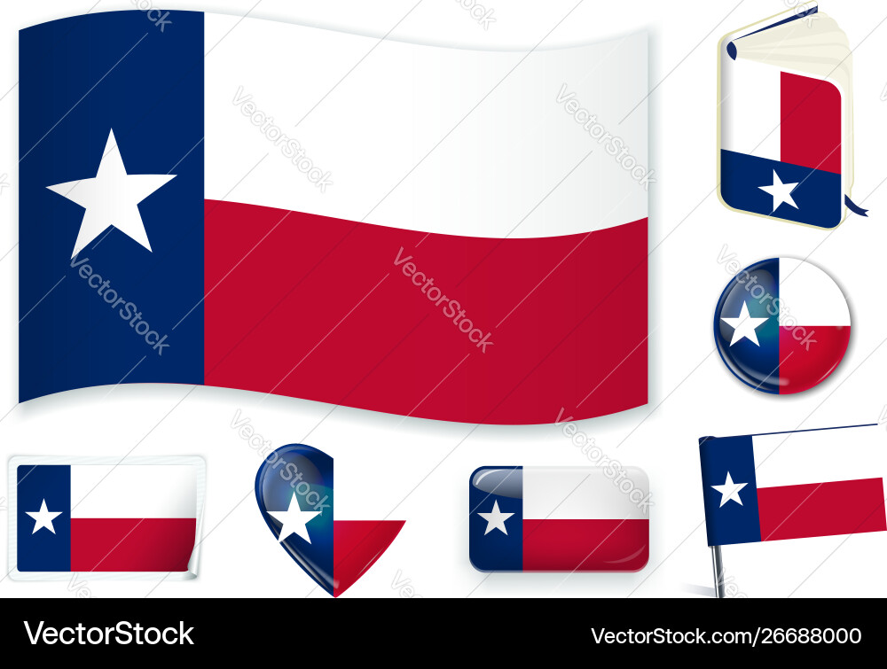 Texas flag 3 layers shadows Royalty Free Vector Image