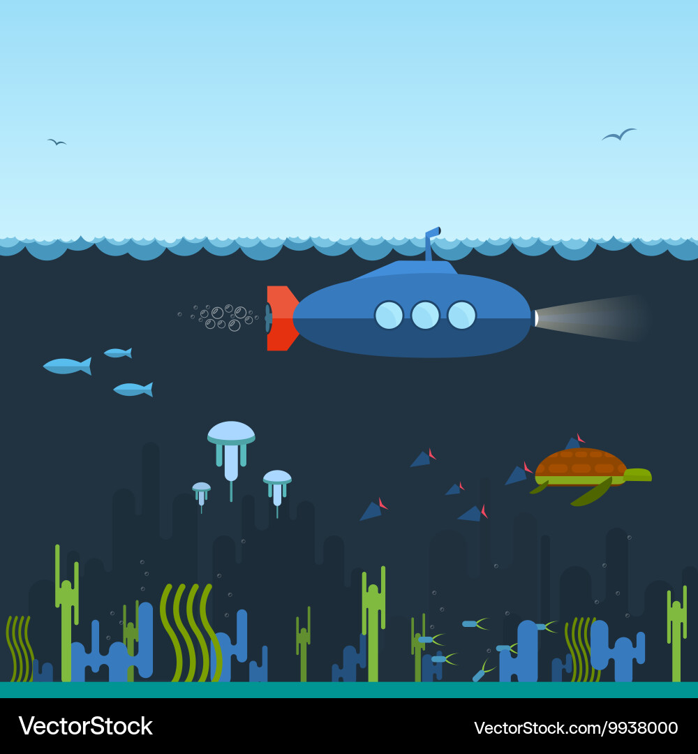 Underwater submarine Royalty Free Vector Image