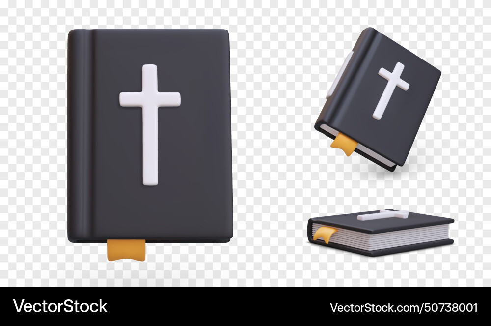 3d realistic holy bible with bookmark Royalty Free Vector