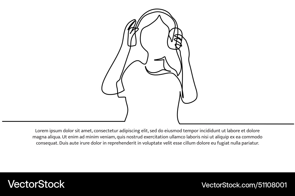 Continuous line design of have fun listening Vector Image