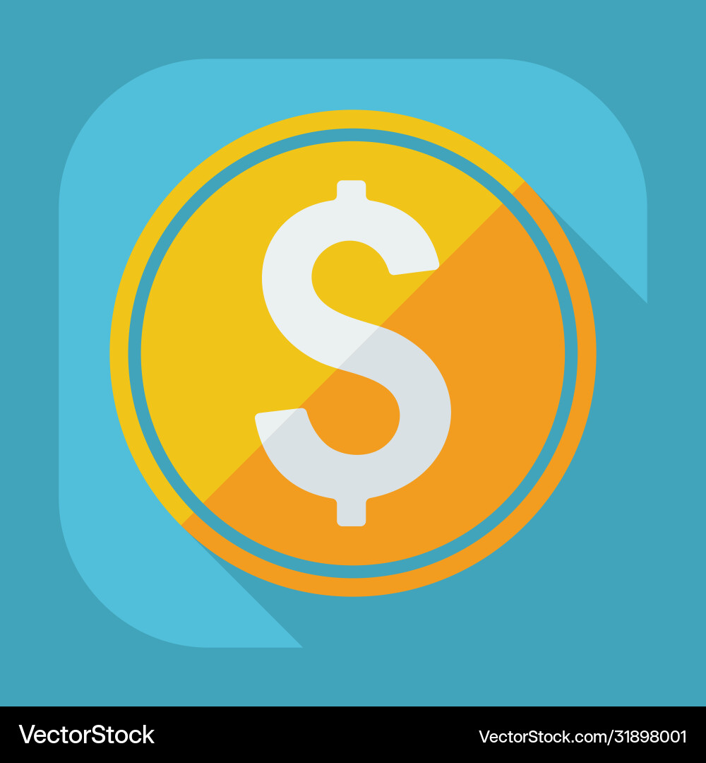 Flat modern design with shadow coin currency Vector Image