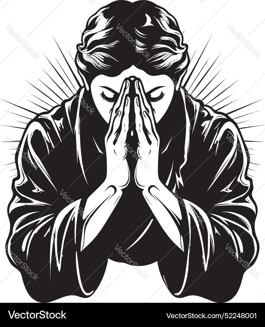 Graceful devotion praying woman hands icon Vector Image