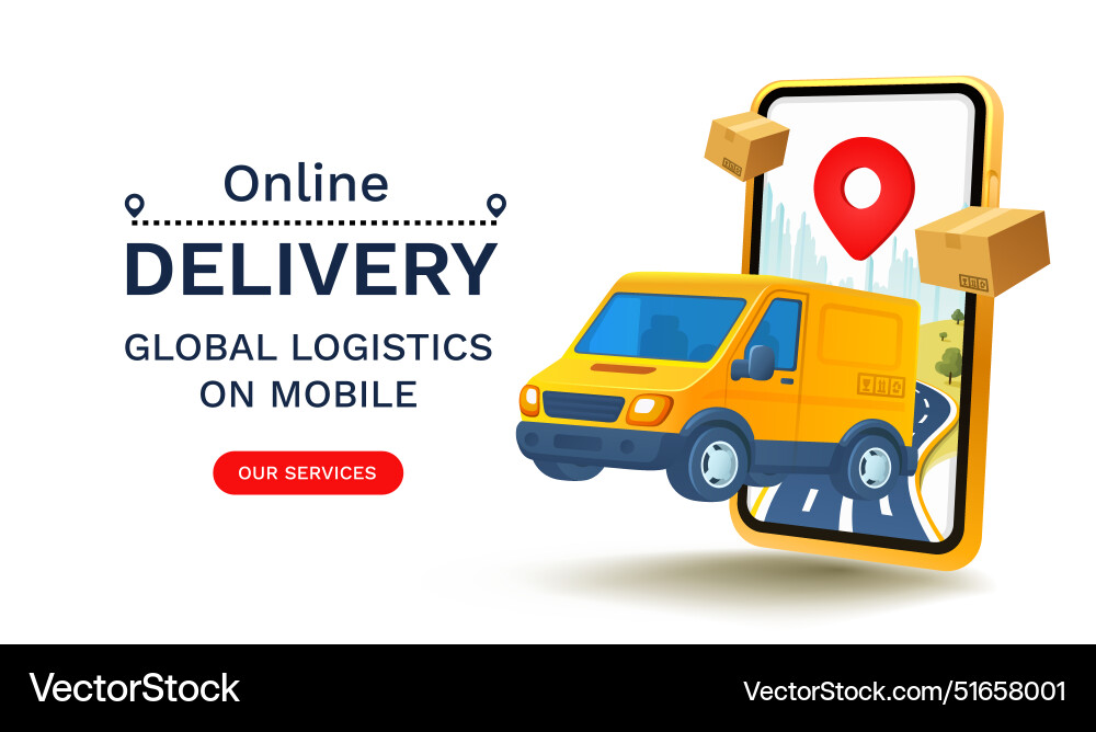 Online delivery global logistics on mobile Vector Image