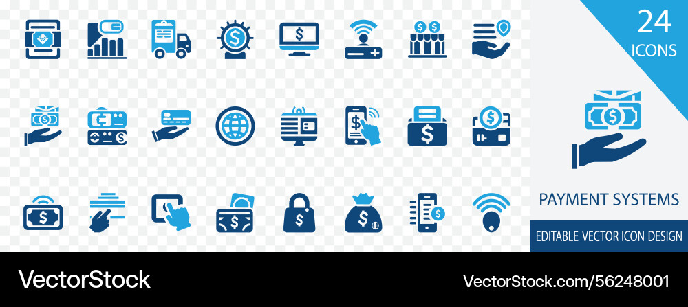Payment systems icon collection set Royalty Free Vector