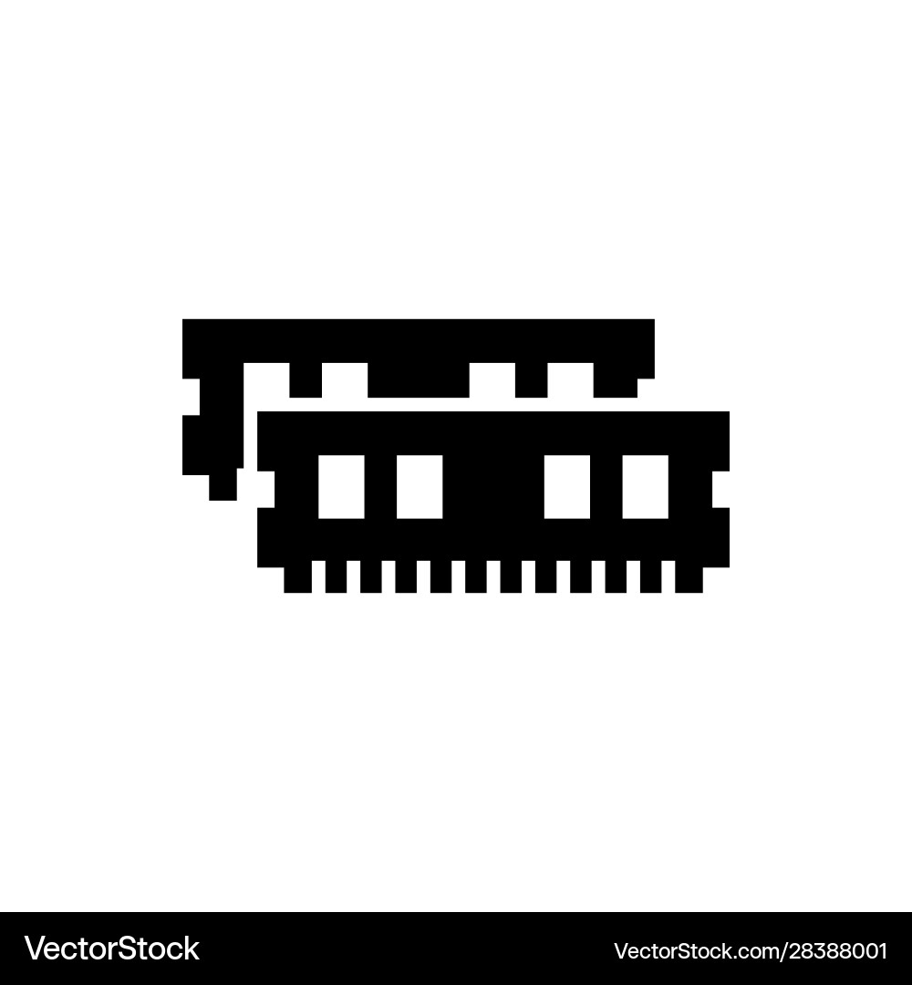 Ram memory black icon on white background Vector Image