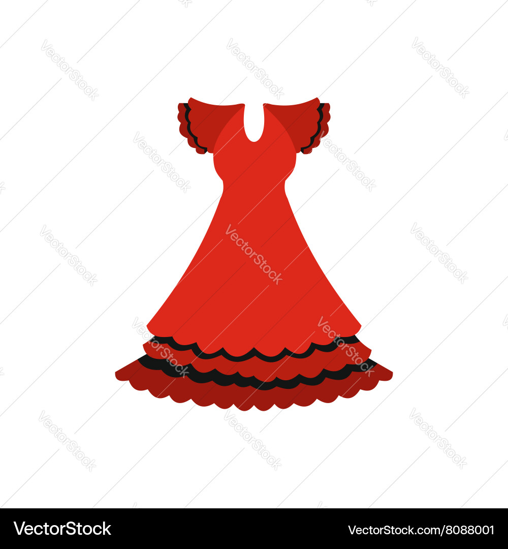 Red dress icon flat style Royalty Free Vector Image