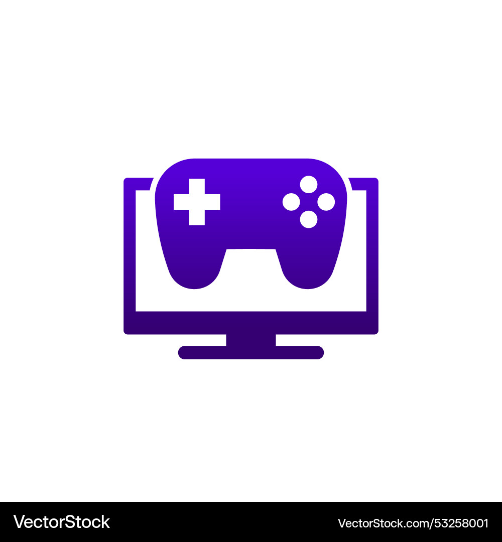 Tv and gamepad icon on white Royalty Free Vector Image