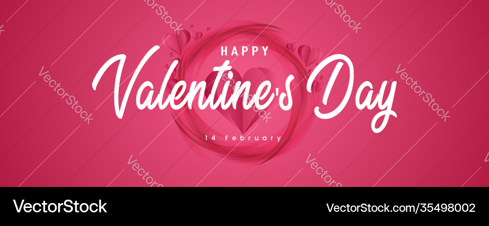 A pink valentines day background with heart paper Vector Image