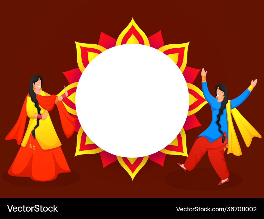 Cartoon punjabi women doing bhangra dance Vector Image