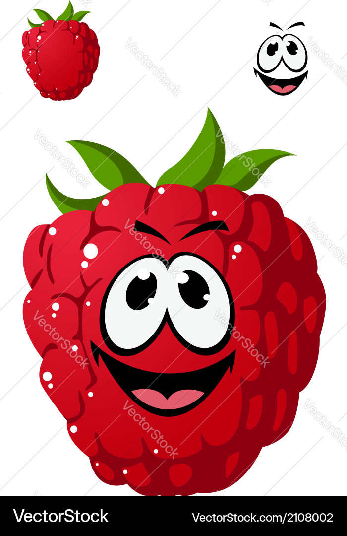 Cartoon ripe red raspberry with a cheeky grin Vector Image