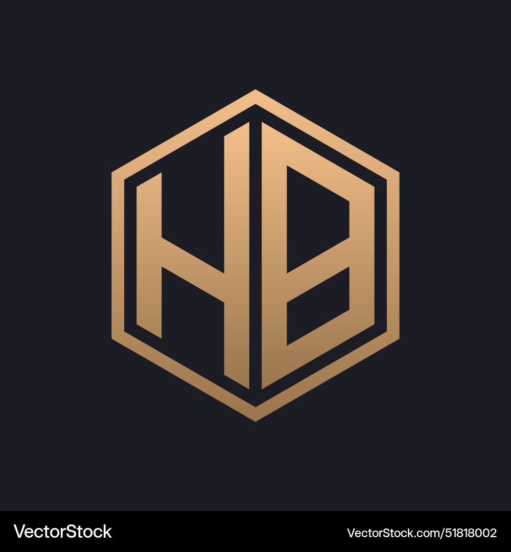 Elegant hexagon letter hb logo design initial Vector Image