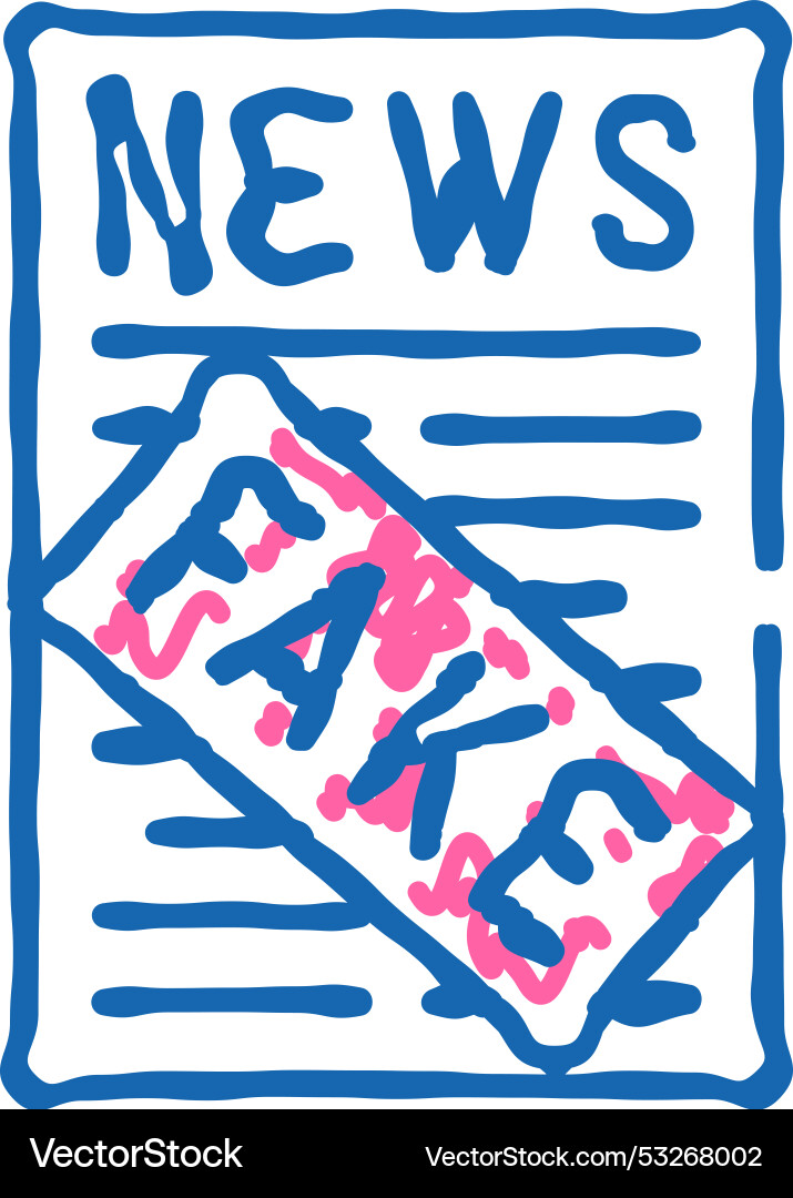 Fake news sign icon doodle Royalty Free Vector Image