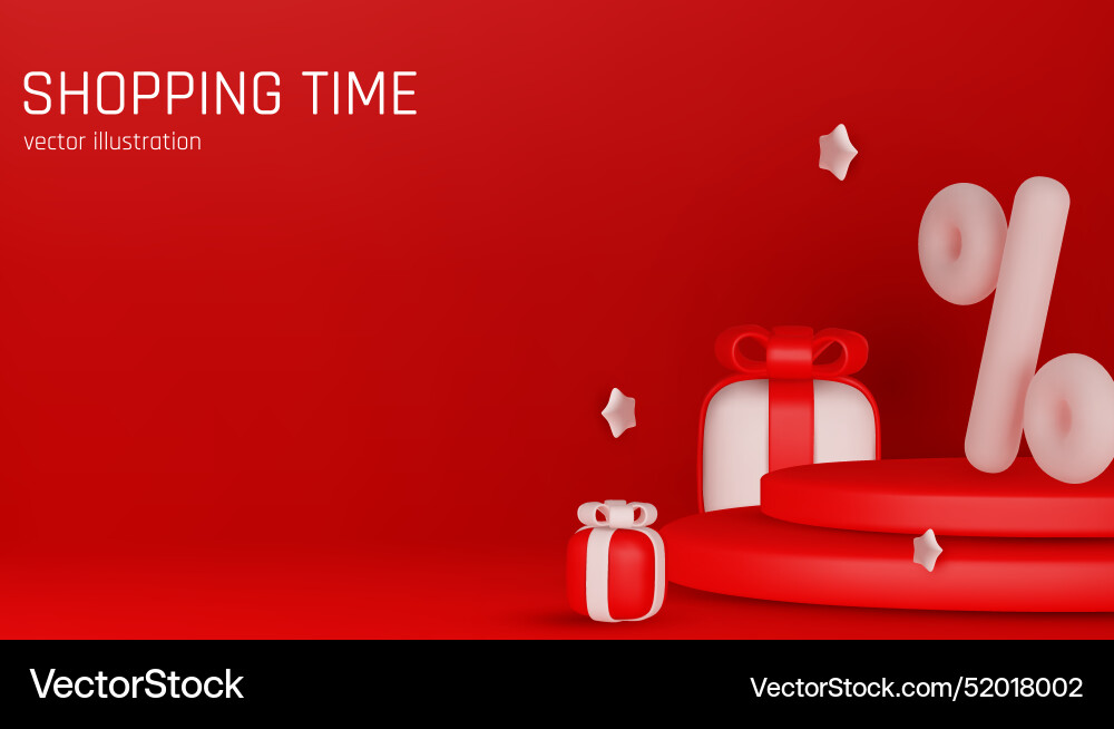 Great discount banner design with 3d gift box Vector Image