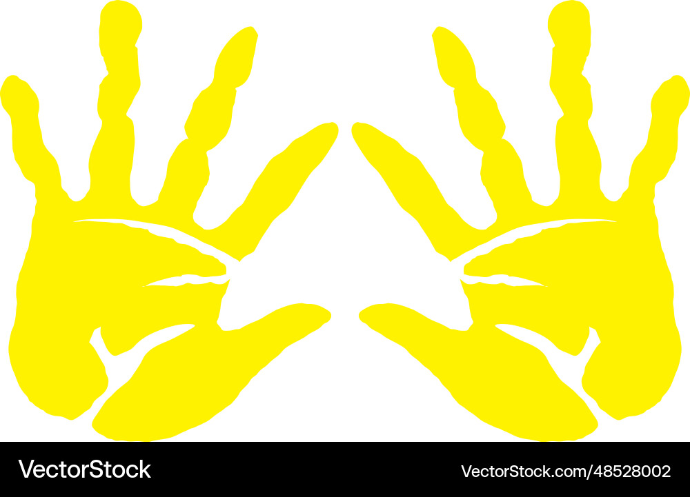 Handprint paint colors yellow Royalty Free Vector Image
