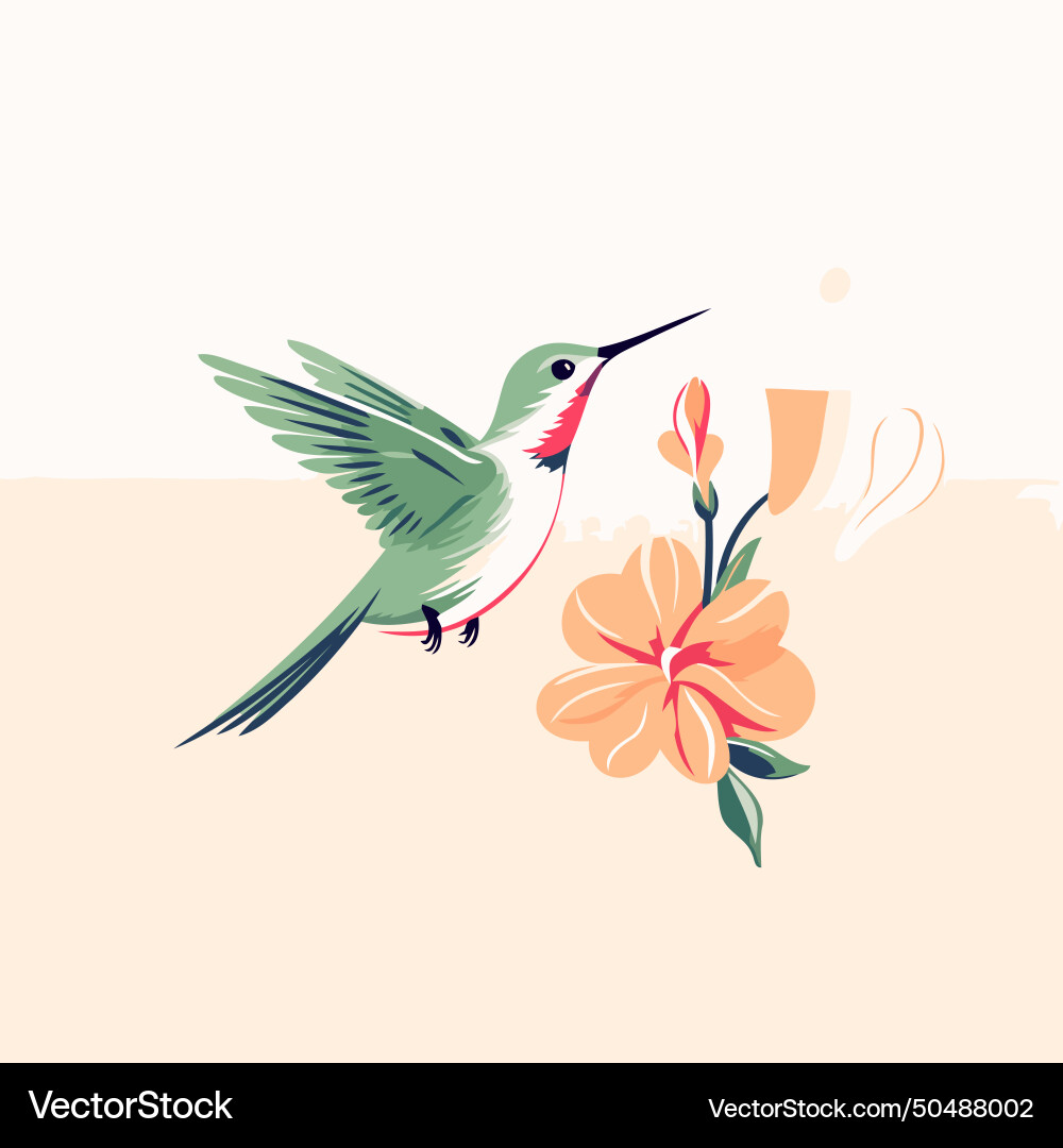 Hummingbird with flower Royalty Free Vector Image