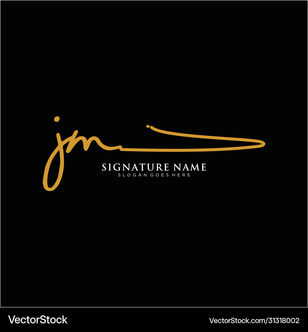 Letter jm signature logo template Royalty Free Vector Image
