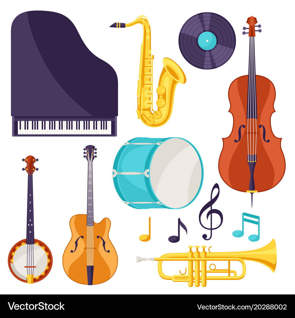 Musical Instruments Set - Jazz & Blues Vector Image
