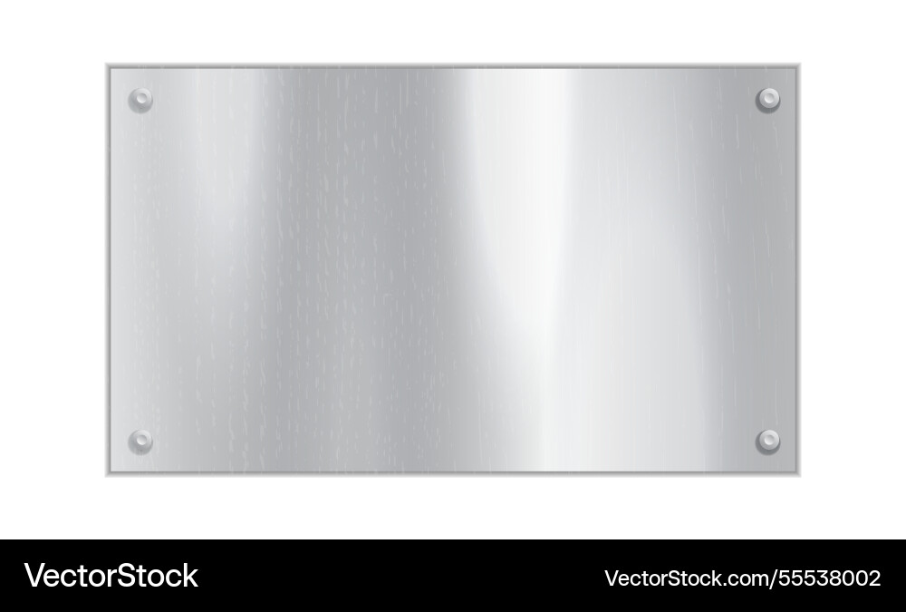 Silver plate metal plaque mockup steel frame Vector Image