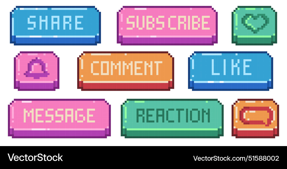 Social pixel media banner retro 8 bit game Vector Image