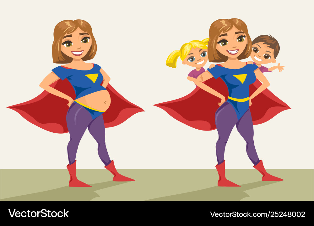 Super hero mom pregnant – Royalty-Free Vector | VectorStock
