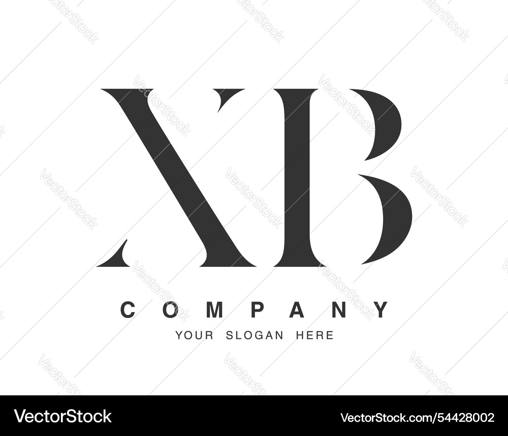 Xb logo design initial letter x and b serif font Vector Image