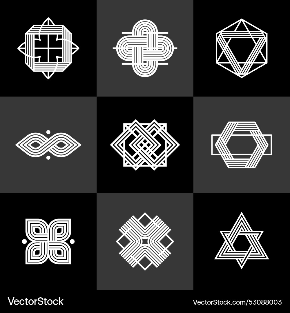 Abstract geometric linear symbols set graphic Vector Image