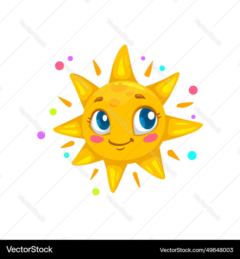 Cartoon summer sun character sunny emoji face Vector Image