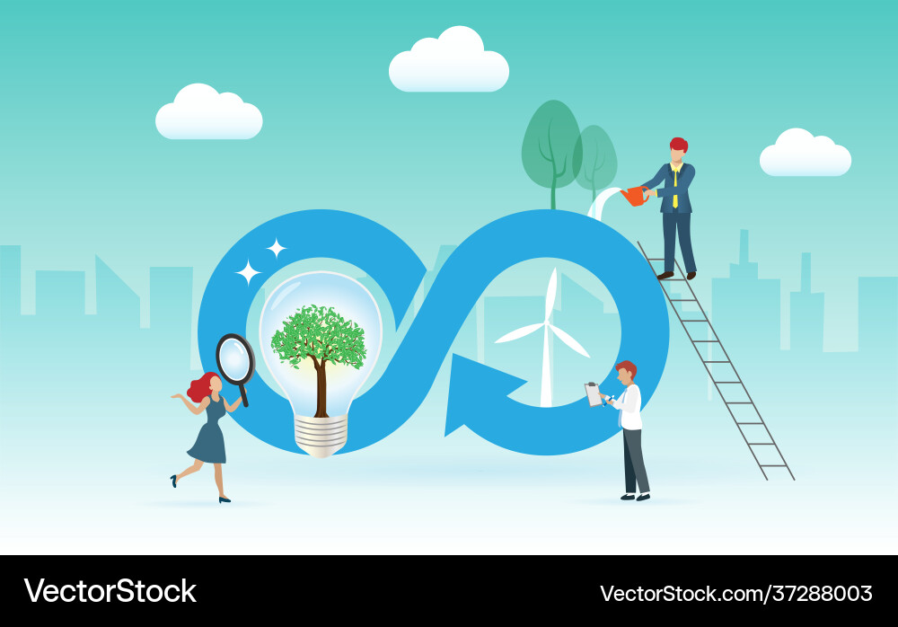 Circular economy symbol with lightbulb wind Vector Image