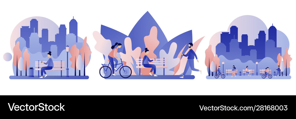 City park flat style Royalty Free Vector Image