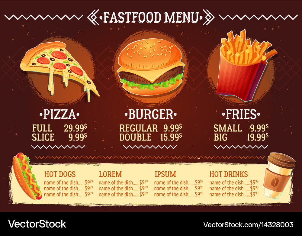 Fast Food Menu Konzept Lizenzfreies Vektorbild