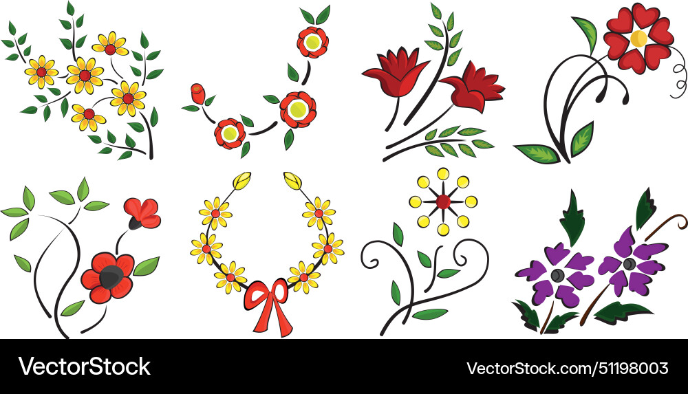 Flower artwork collection Royalty Free Vector Image