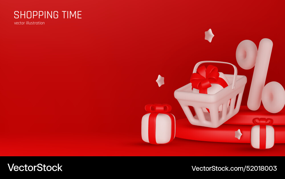 Great discount banner design with 3d gift box Vector Image