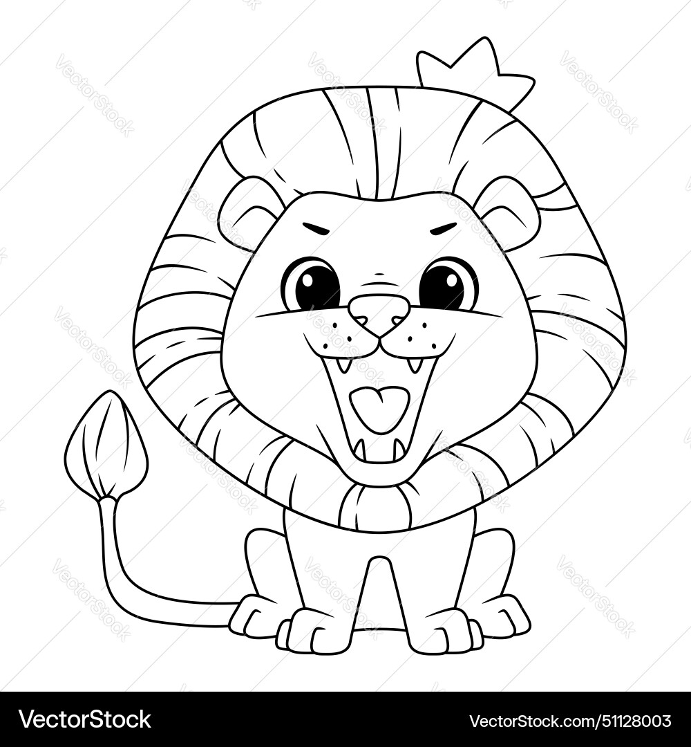 Lion coloring page cartoon Royalty Free Vector Image