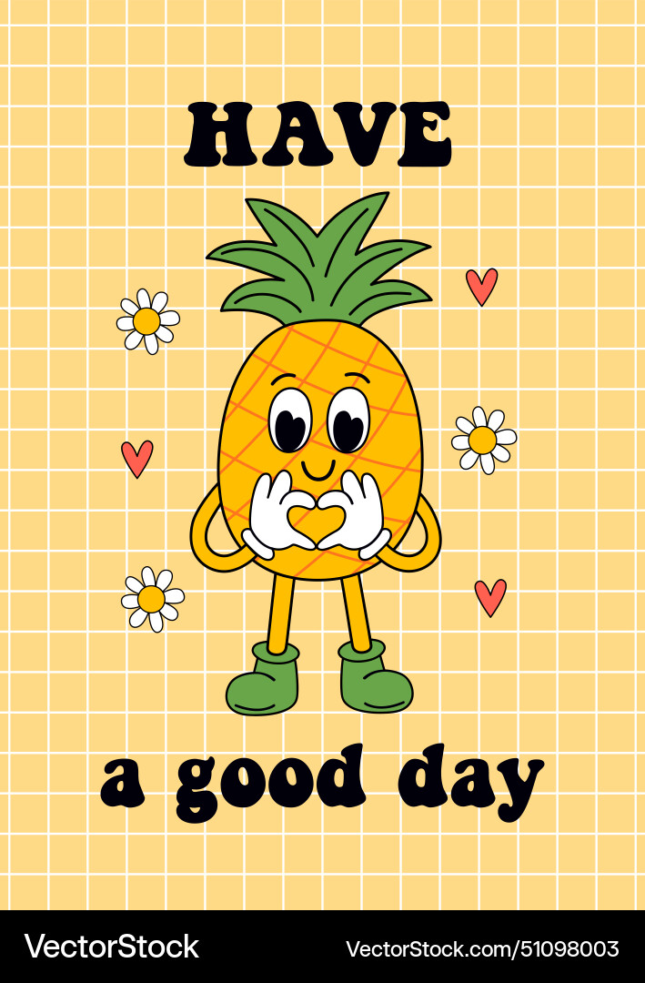 Poster with cute pineapple Royalty Free Vector Image