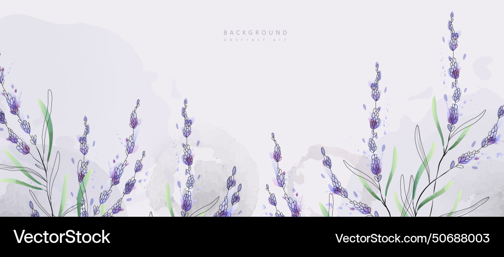 Watercolor background with lavender flowers Vector Image