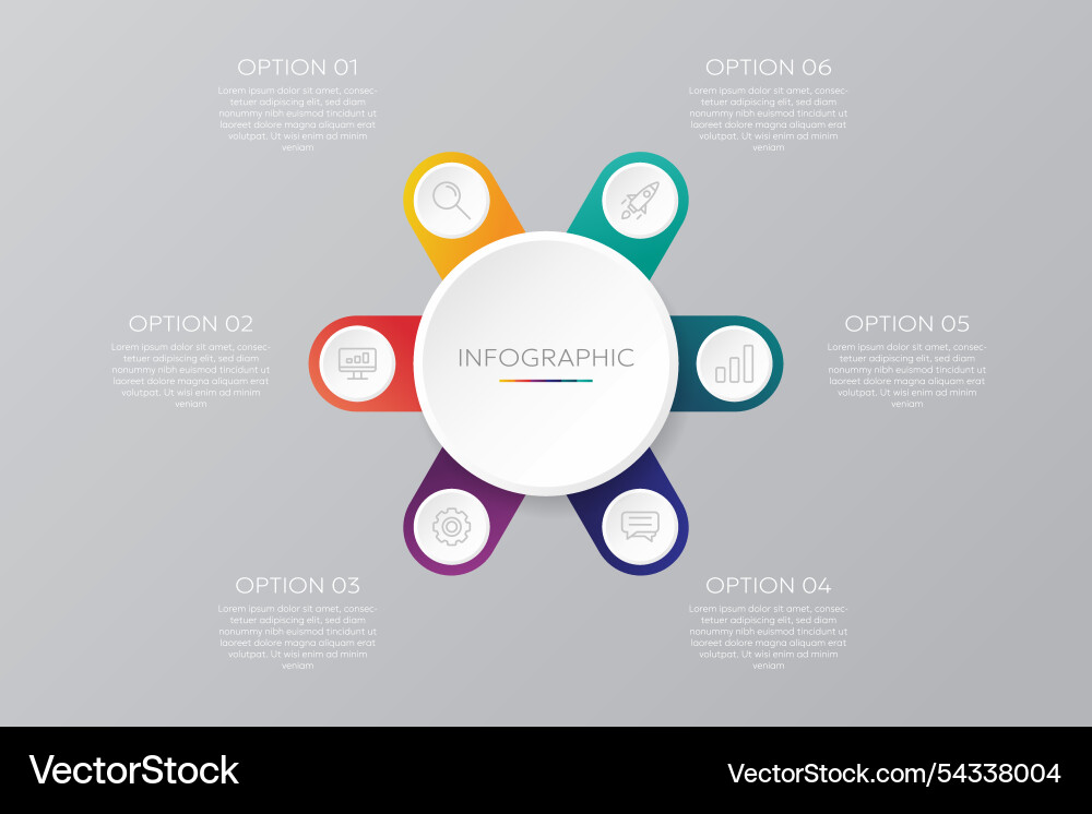 6 steps circle chart infographic template Vector Image