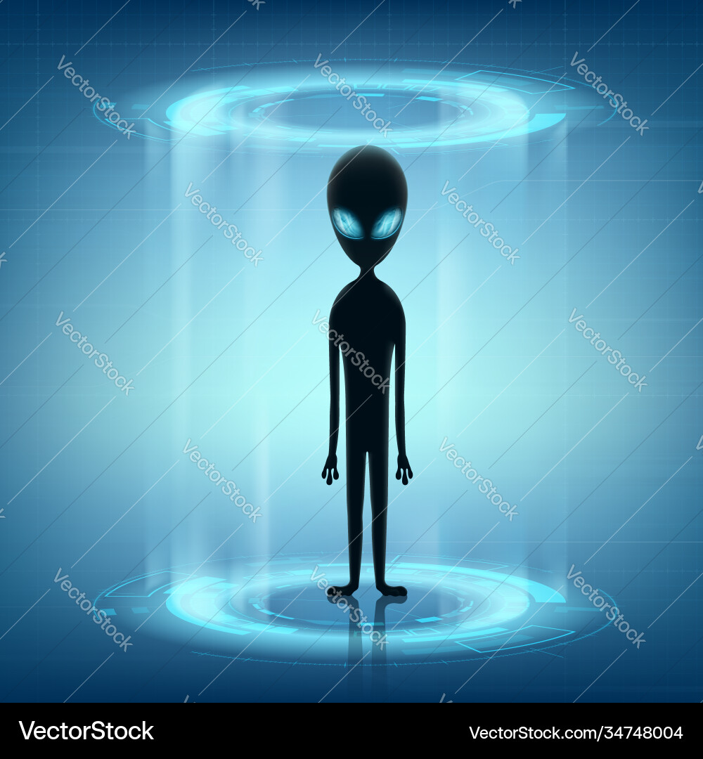 Alien stand on a futuristic background Royalty Free Vector