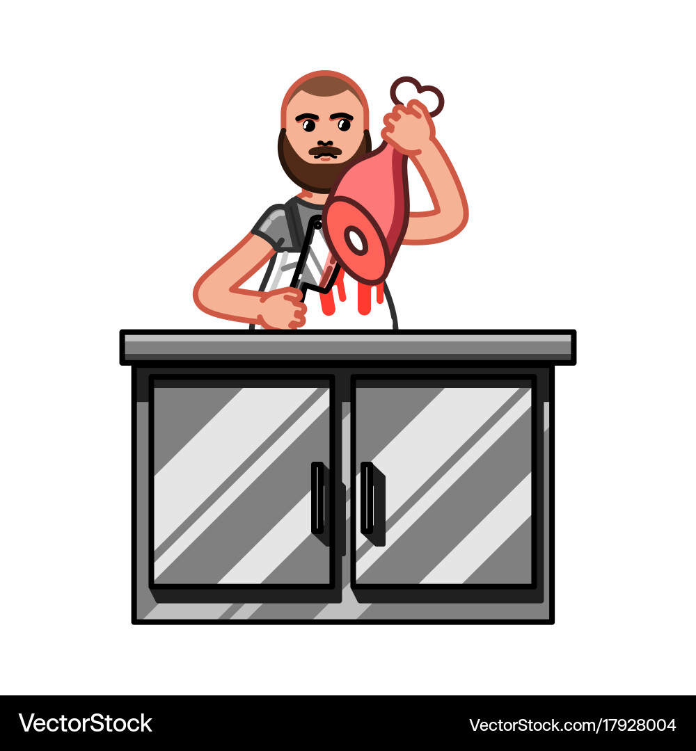 Butcher in work Royalty Free Vector Image - VectorStock