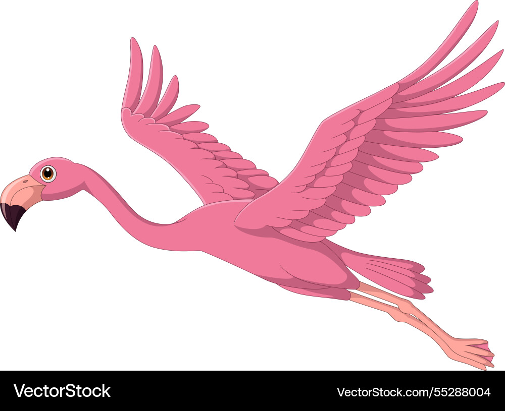 Cartoon flamingo flying Royalty Free Vector Image