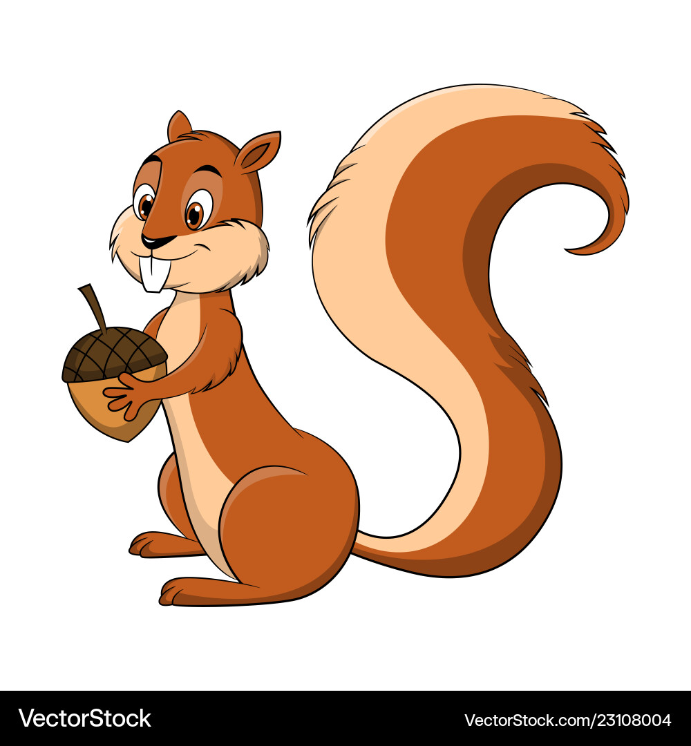 Cute Cartoon Squirrel with Nut Royalty Free Vector Image