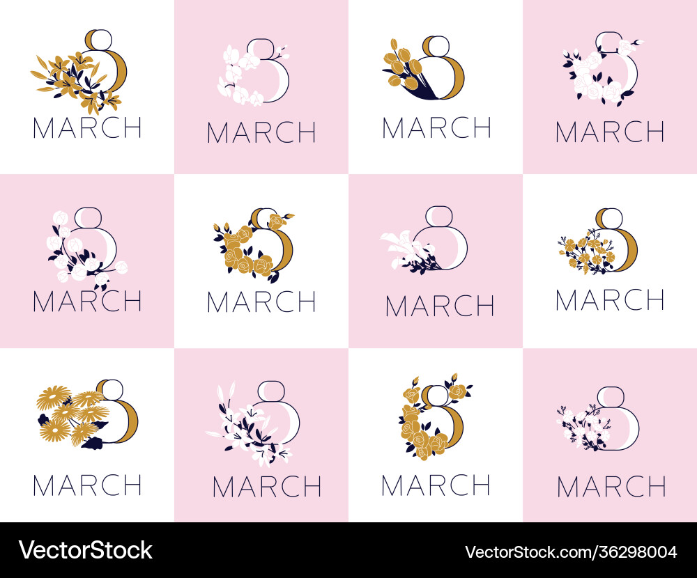 Greeting card march 8 Royalty Free Vector Image