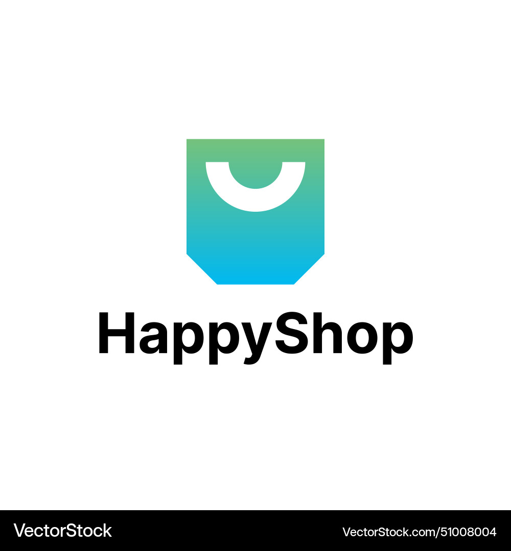 Happy smile shopping logo Royalty Free Vector Image