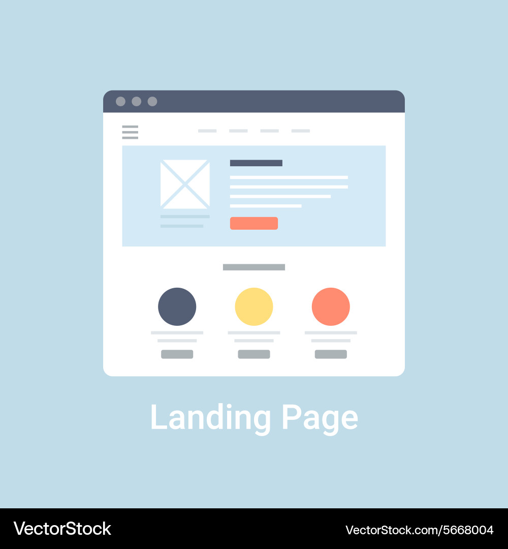 Landing page wireframe Royalty Free Vector Image