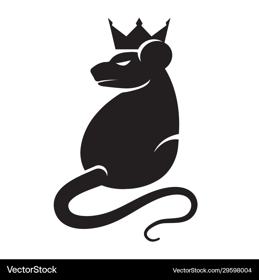 Logo a stylized rat with crown silhouette Vector Image