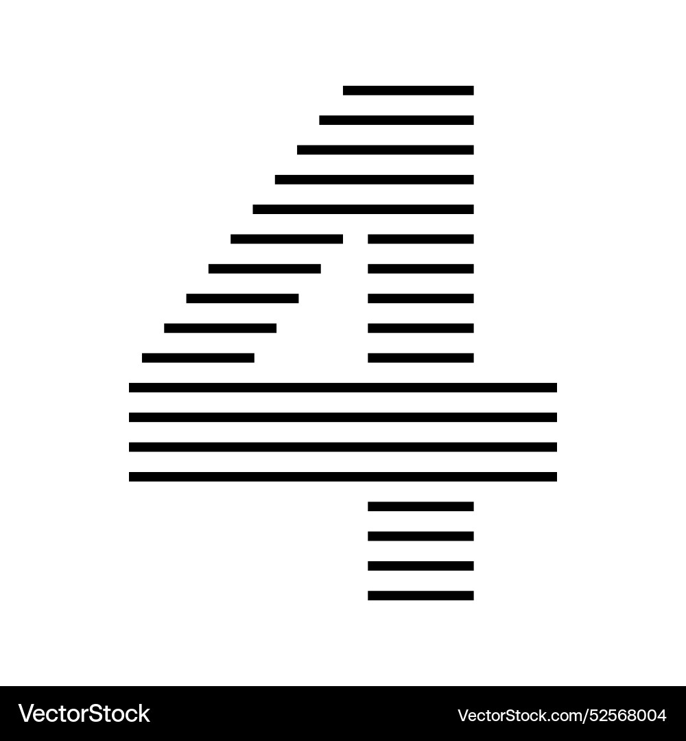 Number 4 logo icon geometric horizontal stripe Vector Image