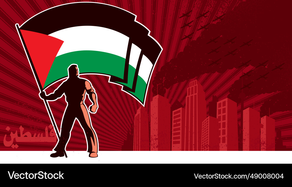 Palestine flag bearer background Royalty Free Vector Image