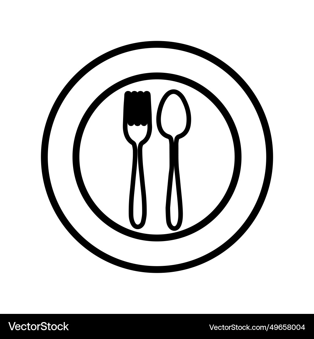 Plate Spoon Fork Line Logo Icon Image Royalty Free Vector