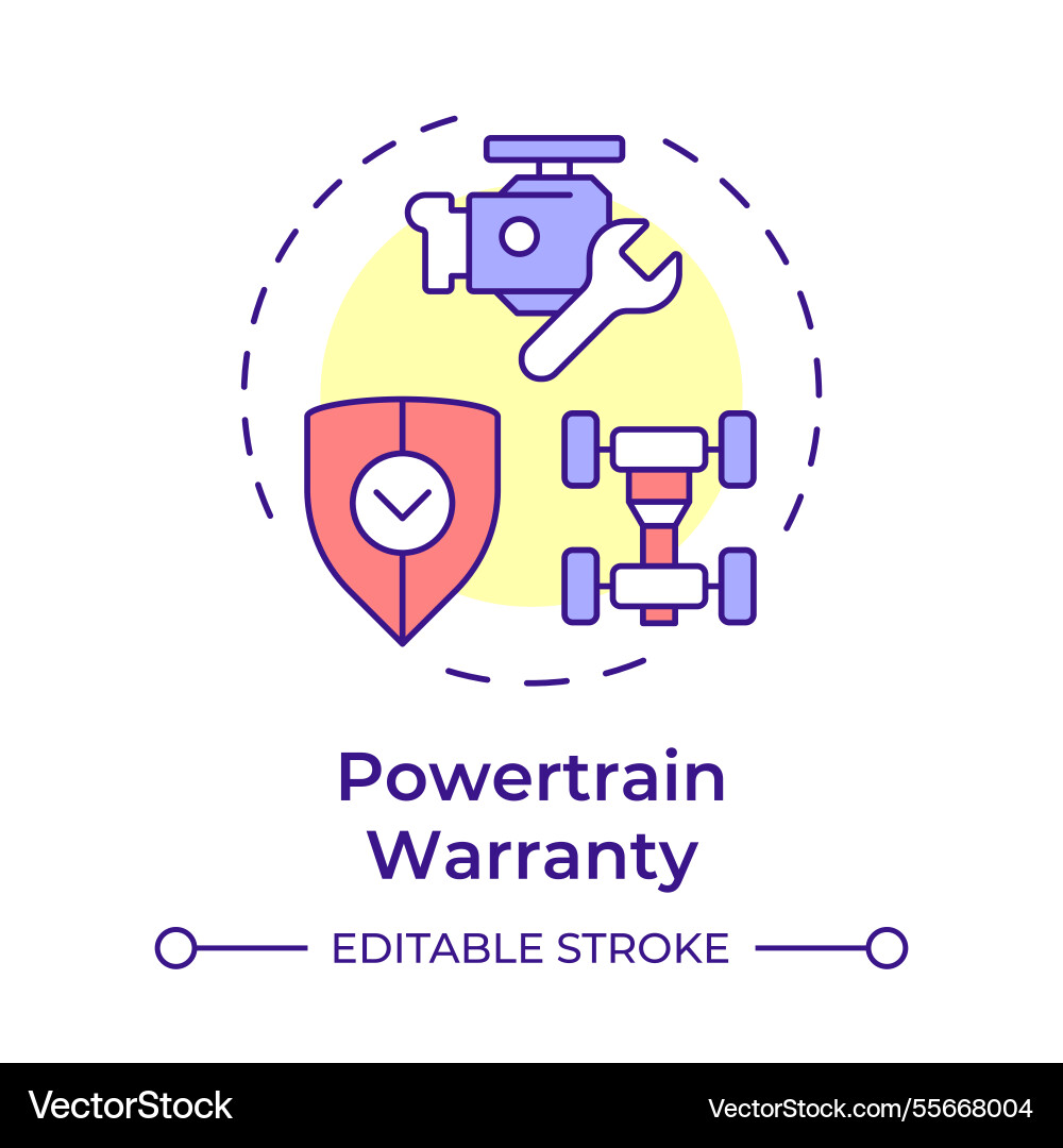 Powertrain Garantie Multi-Farb-Konzept-Symbol Vektorbild