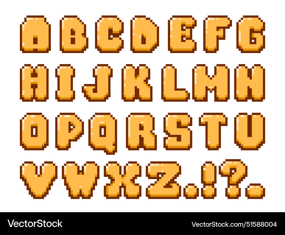 Retro pixel font 8 bit old school video game Vector Image