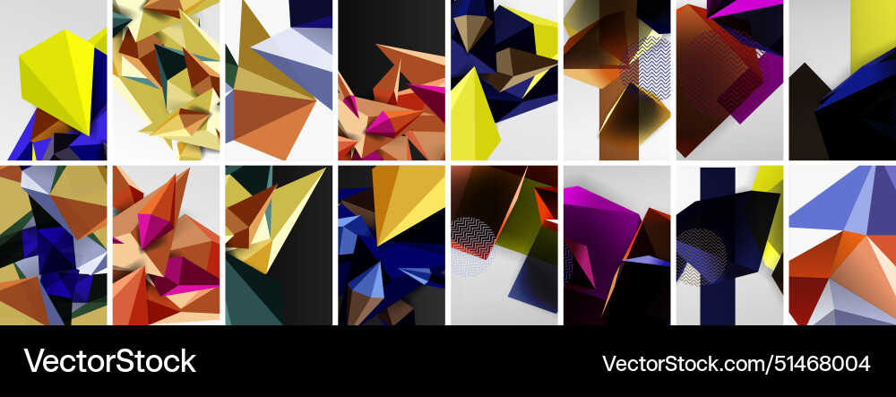 Set of low poly triangles poster geometric Vector Image